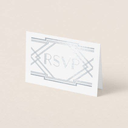Silver Foil Art Deco Wedding Rsvp Card Zazzle Watercolor Art Deco
