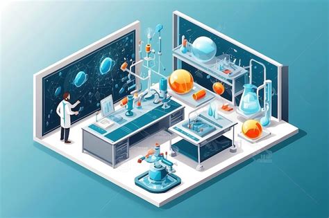 Premium AI Image Isometric Nanotechnology Composition With Isolated Scientific Research Image