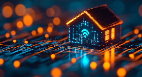 Floating Above A Dark Surface With Blurred Bokeh Lights In The Background A Blue Neon Smart