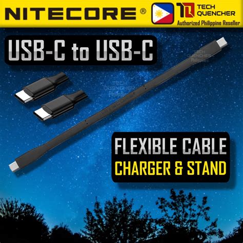 Nitecore Flexible Usb C To Usb C Charging Cable Stand For Keychain Flashlight Shopee