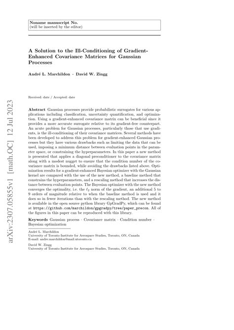 Pdf A Solution To The Ill Conditioning Of Gradient Enhanced Covariance Matrices For Gaussian