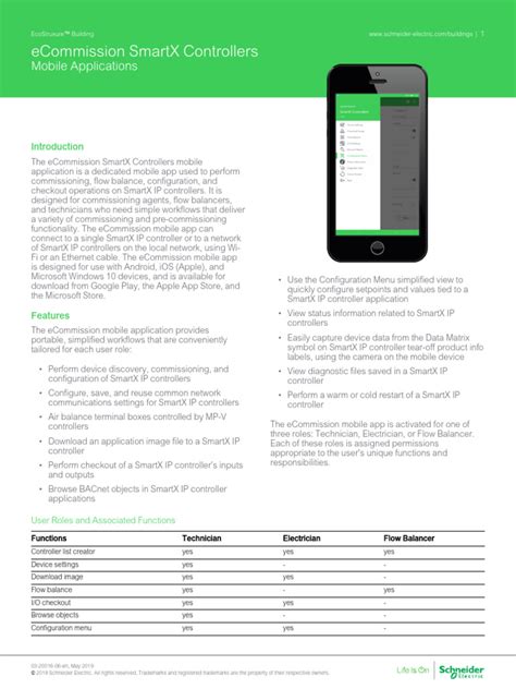 Ecommission Smartx Controllers Specification Sheet Pdf Mobile App Ios
