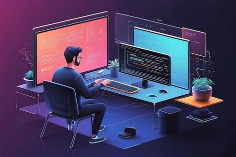 Premium AI Image Pair Programming Concept Illustration