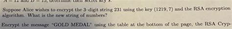 Suppose Alice Wishes To Encrypt The 3 Digit String