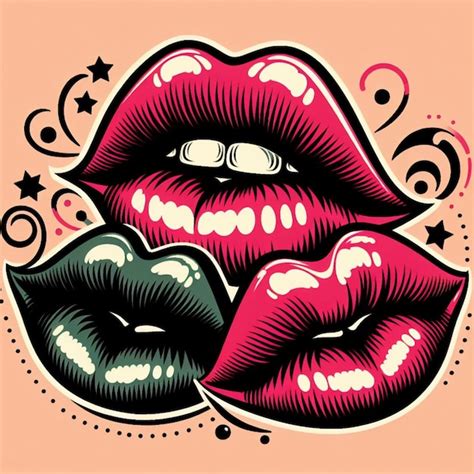 Premium Photo Vector Pinup Style Lip Print