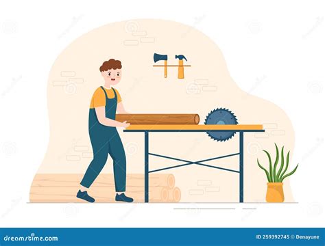 People Tree Cutting And Timber With Truck Chainsaw Wooden And Tools Logging In The Forest On