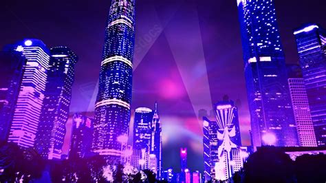 무료 도시 건물 조명 효과 야경 Ppt 배경 Slidesdocs