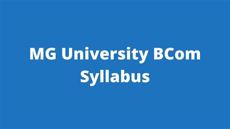 Download Mg University Bcom Syllabus