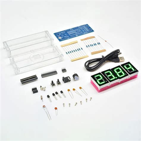 Electronic Clock DIY KIT LED Microcontroller Kit Digital Clock Time Light Control Temperature
