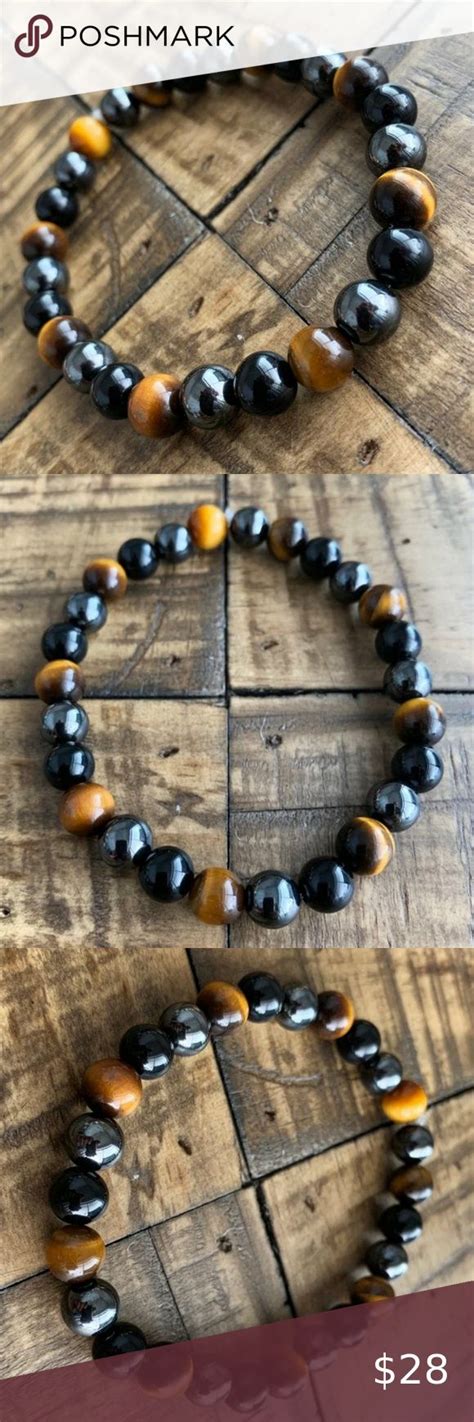 8mm Tiger Eye Black Onyx Hematite Bracelet Hematite Bracelet