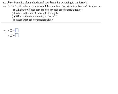 solved an object is moving along a horizontal coordinate