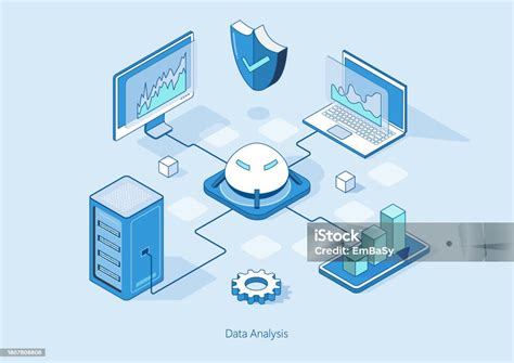 Isometric Data Analysis Modern Digital Graphics And Charts Analyzing
