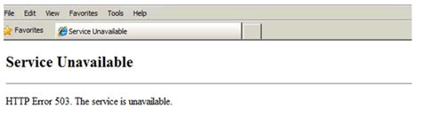Fix 503 Error Service Unavailable Internally