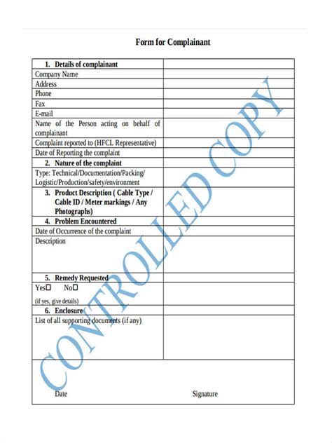 Free 30 Different Types Of Complaint Forms In Pdf Ms Word