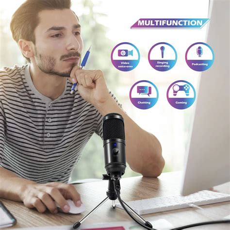 Usb Condenser Microphone With Tripod Stand Recording Gaming