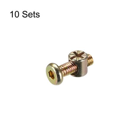 M6x15mm Furniture Bolts Nut Set Hex Socket Screw W Barrel Nuts 10 Sets