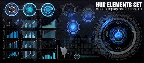 미래형 사용자 자동차 인터페이스 Hud Ui 추상 가상 그래픽 터치 사용자 인터페이스 자동차 인포 그래픽 삽화 프리미엄 벡터