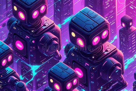 Autonomous Ai Robot Isometric Data Generate Ai Stock Illustration