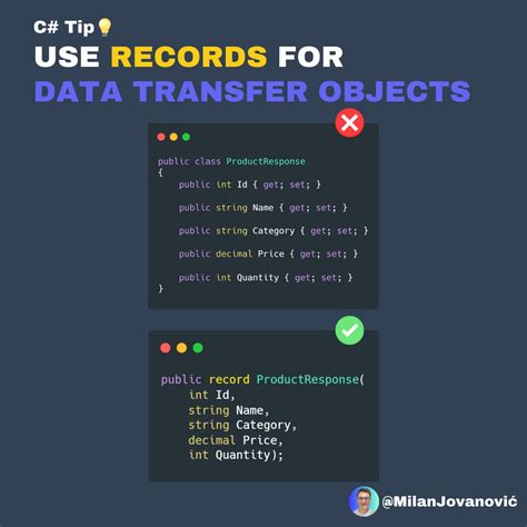 C Tip 💡 How Do You Create Your Dtos We Can Use 𝗿𝗲𝗰𝗼𝗿𝗱𝘀 To Represent Dtos Starting From 𝗖 𝟵