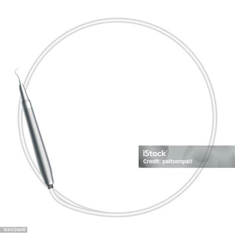 케이블 일러스트 레이 션 3d 가상 디자인 복사 공간 흰색 배경에 고립에서 만든 치과 진동수 악기와 원 모양 프레임 수술에 대한 스톡 벡터 아트 및 기타 이미지 Istock