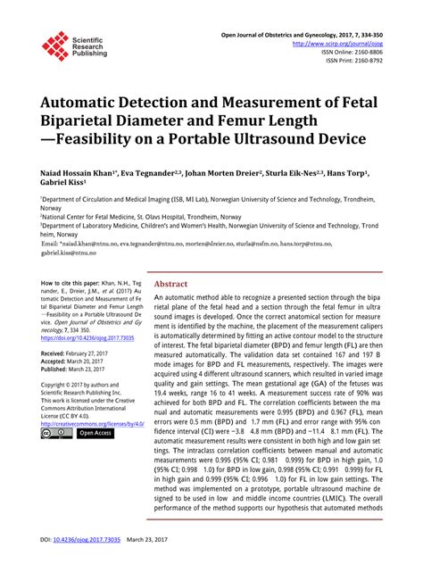 Pdf Automatic Detection And Measurement Of Fetal Biparietal Diameter