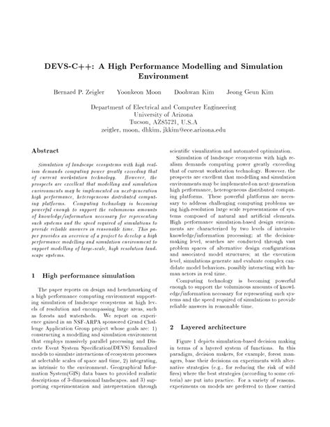 Pdf Devs C A High Performance Modelling And Simulation Environment Pdf