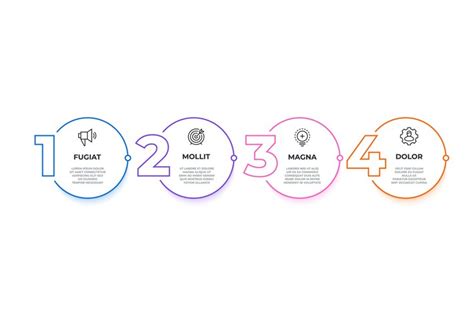 Line Flow Infographic 4 Steps Circle Workflow Diagram Busi
