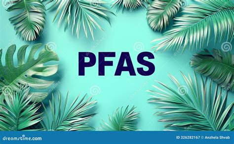 Pfas Exposure Health Risks In Plants Overhead View On Light Blue Background Environmental
