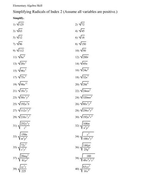 Radical Expressions With Variables