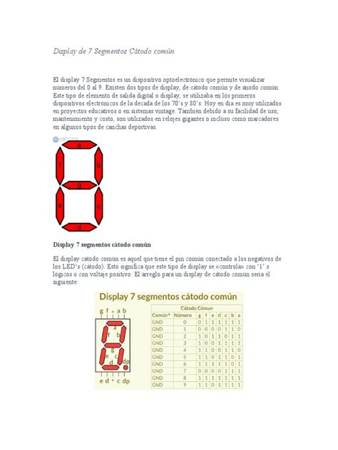Display De 7 Segmentos Cátodo Común Pdf