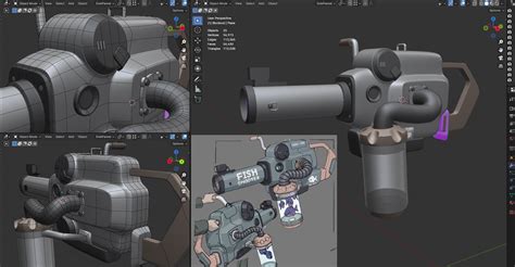 WIP Fish Shooter Hard Surface Model Polycount