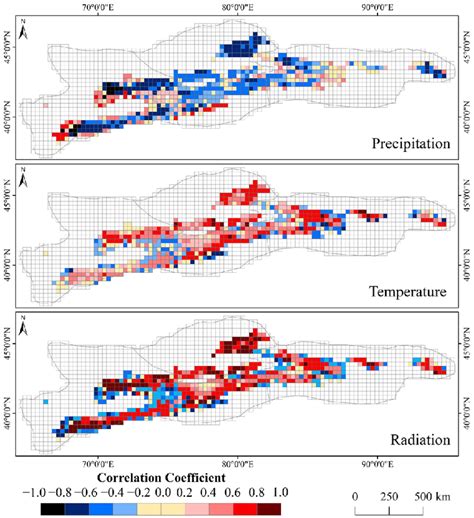 Spatial Distribution Of The Pearson Correlation Coefficients Between