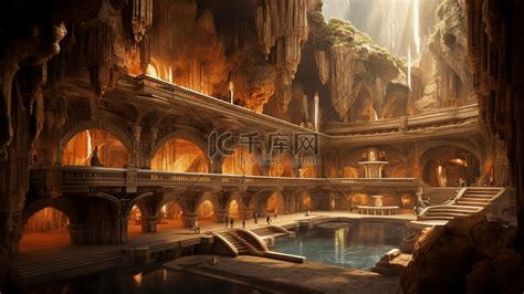 豪华地下宫殿绘图艺术插画图片 千库网