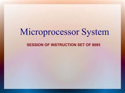 8085 Instruction Set Pptx