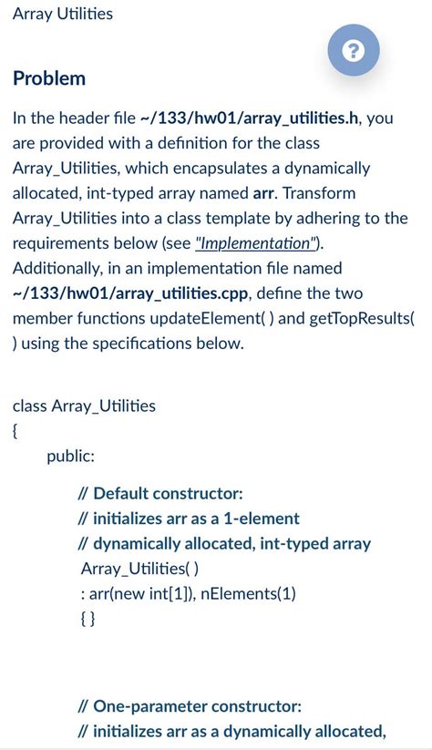 Solved Array Utilities Problem A In The Header File