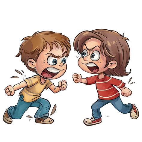 아이들이 놀고 싸우는 만화 어린이들 소년 친구 Png 일러스트 및 이미지 에 대한 무료 다운로드 Pngtree