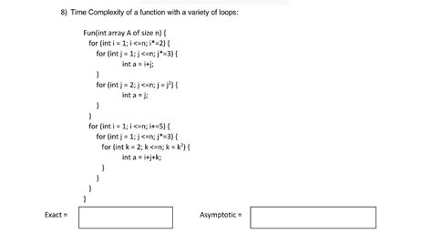 solved 8 time complexity of a function with a variety of
