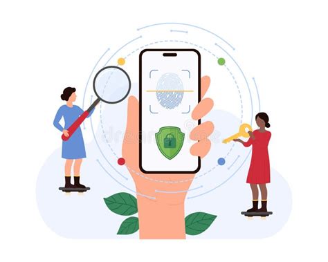 Biometric Identification Hand Holding Phone With Fingerprint Scan For