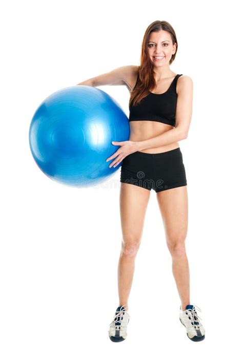 Fitness Woman Posing With Fitness Ball Stock Image Image Of Health