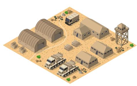 Module Base Camp Object Element For Building Design Army Armed Troop