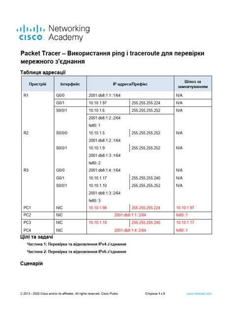 13 2 7 packet tracer use ping and traceroute to test network
