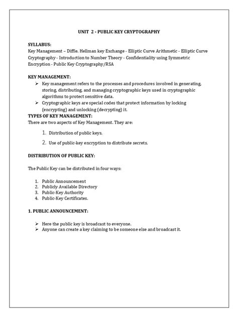 Unit 2 Public Key Cryptography Pdf