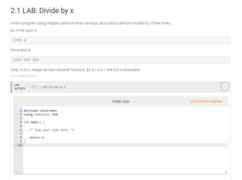 Answered 21 Lab Divide By X Write A Program Bartleby