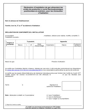 Remplissable En Ligne Cegibat Grdf D Claration D Installation De Gaz Alimentant Les