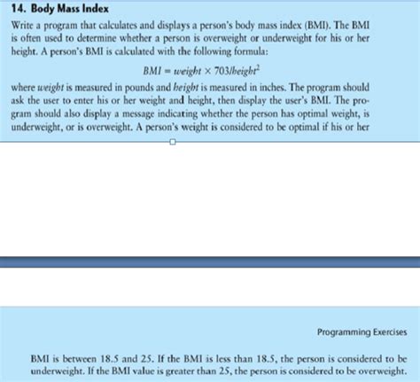 Solved 14 Body Mass Index Write A Program That Calculates