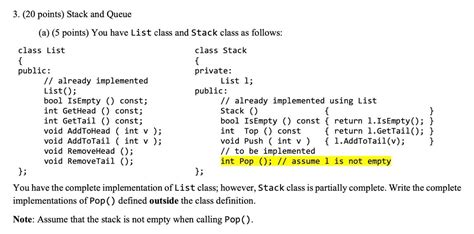 Solved 3 20 Points Stack And Queue A 5 Points You