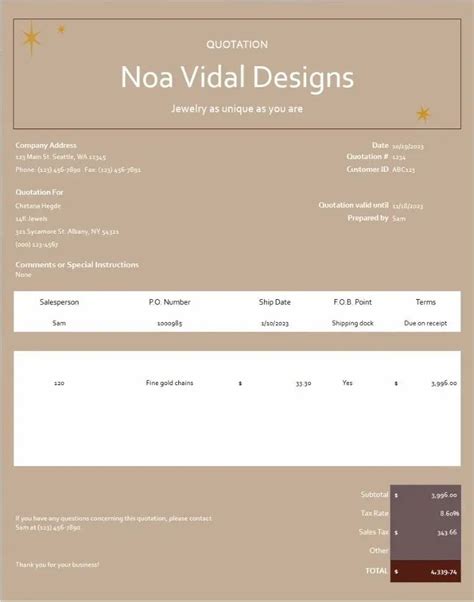 Free Quotation Templates In Word Excel PDF Quote Format