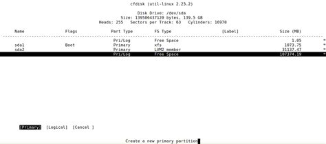 Linuxwave Creating Partition Using Cfdisk