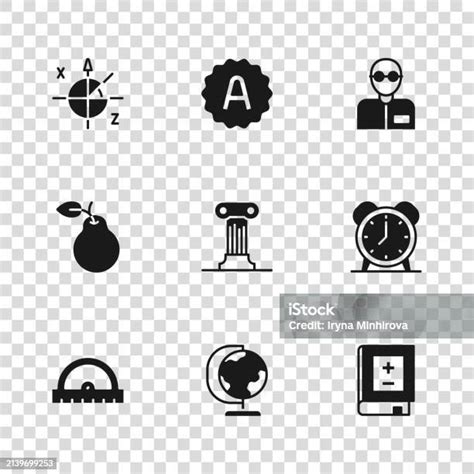지구 지구본 알람 시계 수학 책 법률 기둥 교사 삼각 원 시험 시트 플러스 학년 및 배 아이콘을 설정합니다 벡터 건축에 대한 스톡 벡터 아트 및 기타 이미지 Istock