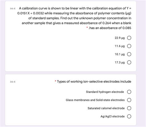 Solved نقاط A calibration curve is shown to be linear with Chegg